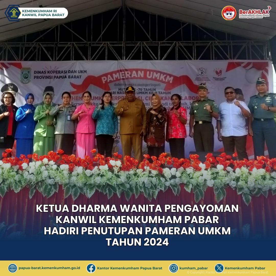 KETUA DHARMA WANITA PENGAYOMAN KANWIL KEMENKUMHAM PABAR HADIRI PENUTUPAN PAMERAN UMKM TAHUN 2024