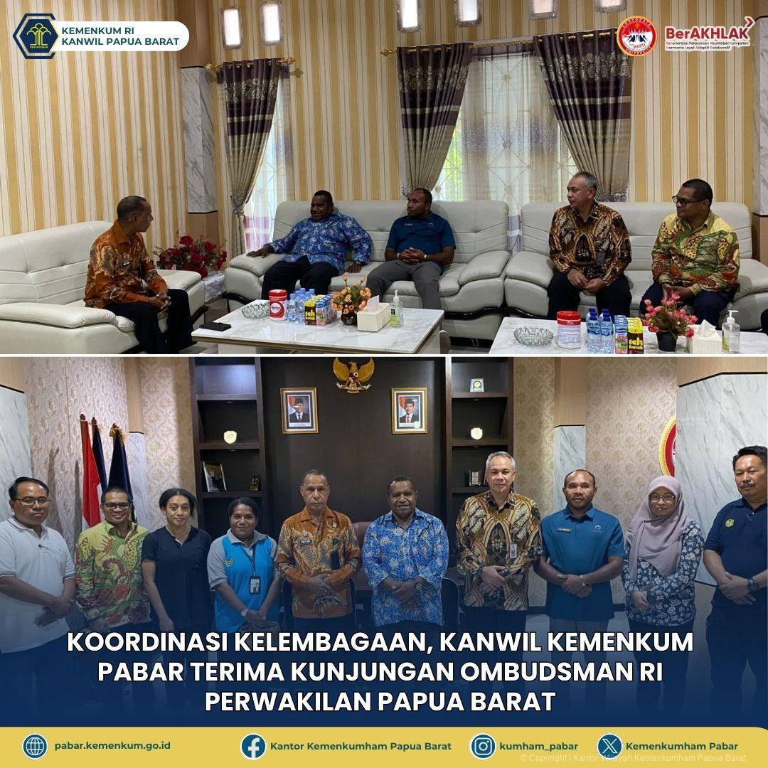 Koordinasi Kelembagaan, Kanwil Kemenkum Pabar Terima Kunjungan Ombudsman RI Perwakilan Papua Barat