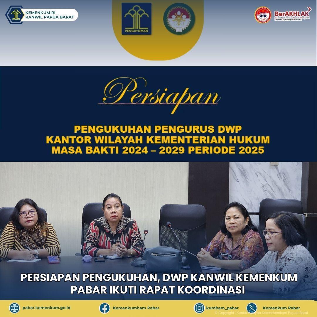 Persiapan Pengukuhan, DWP Kanwil Kemenkum Pabar Ikuti Rapat Koordinasi